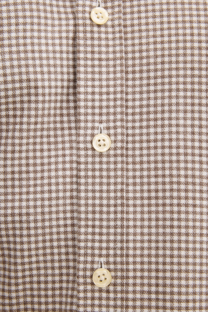 Regular Fit Cut Away Flannel Shirt - Beige | Oscar Jacobson
