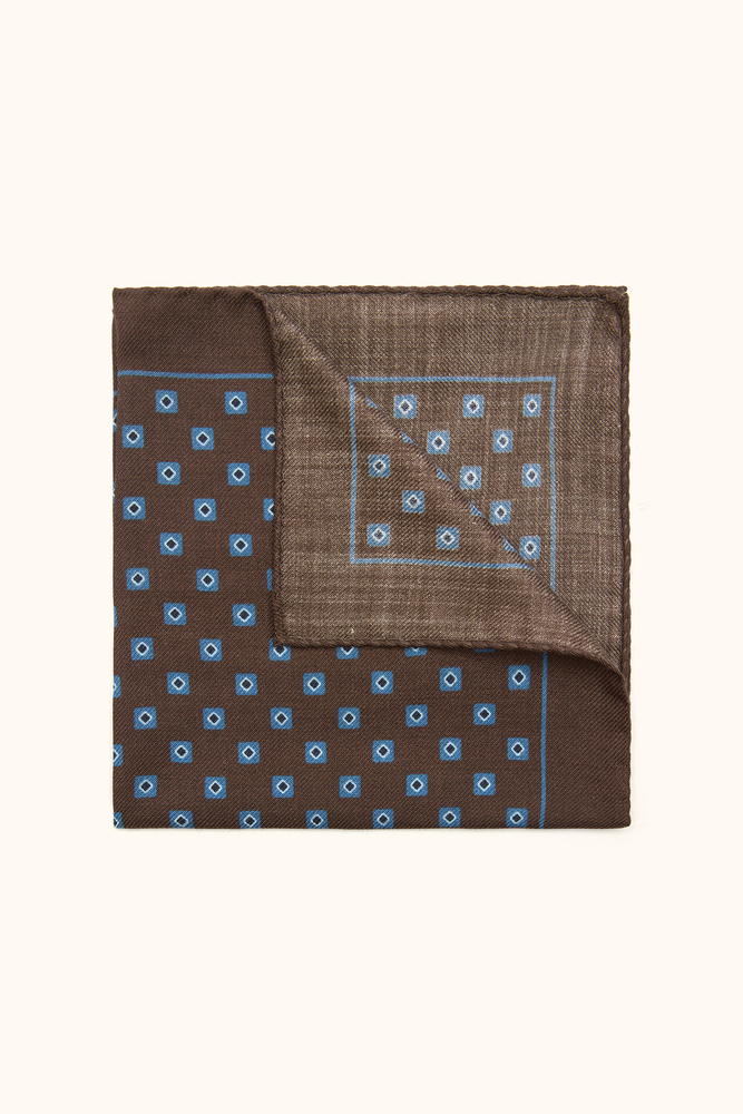 Dot Pattern Wool & Silk Handkerchief - Brown | Oscar Jacobson
