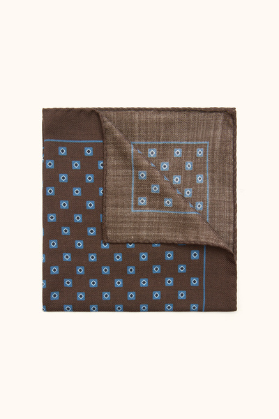 Dot Pattern Wool & Silk Handkerchief - Brown | Oscar Jacobson