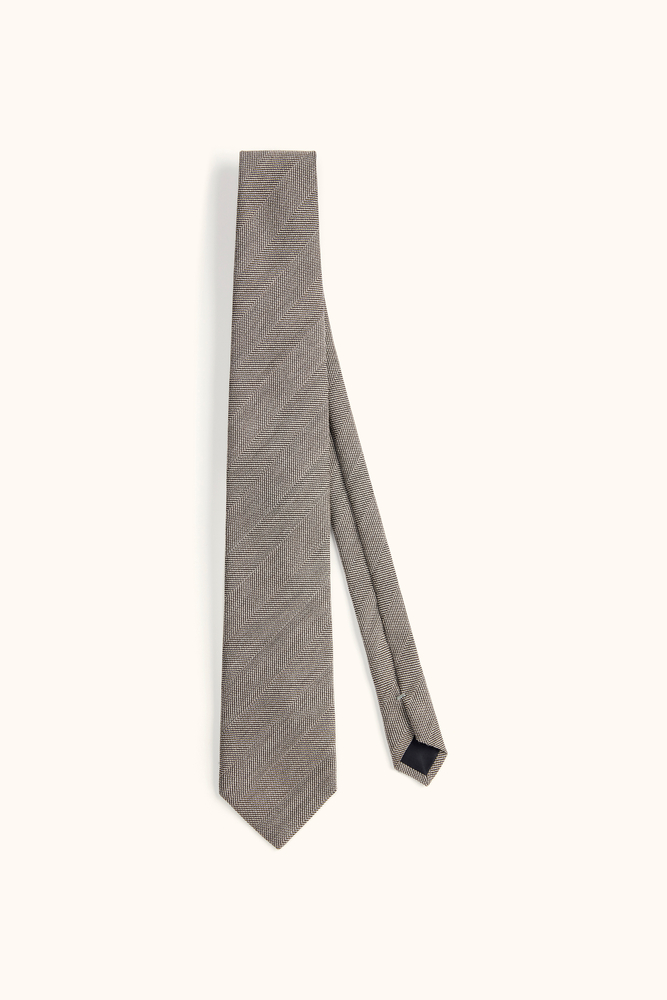 Herringbone Tie - Beige | Oscar Jacobson