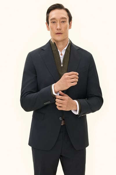 Regular Fit Microstructure Blazer - Black | Oscar Jacobson
