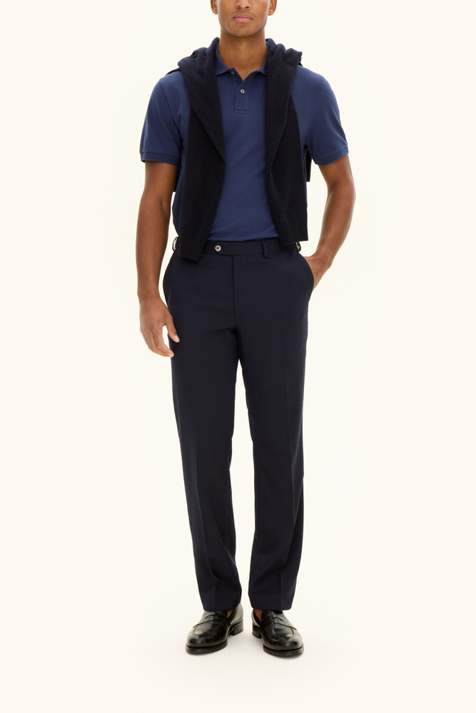 Regular Fit Cotton Polo Shirt - Dark blue | Oscar Jacobson