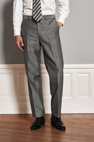 Regular Fit High Waist Structure Trousers - Light grey | Oscar Jacobson