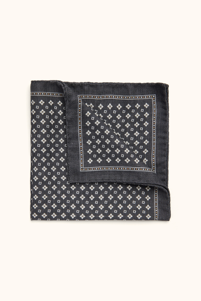 Patterned Handkerchief - Dark grey | Oscar Jacobson