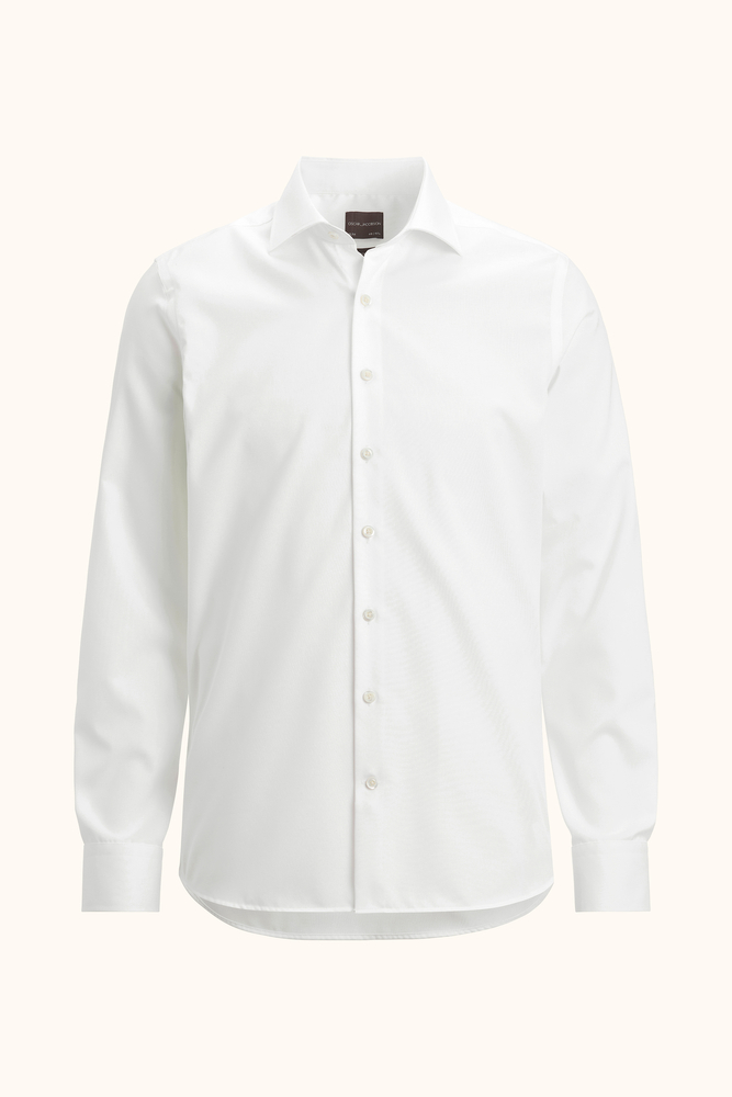 Slim Fit Cut Away Strykefri Bomullskjorte - Hvit | Oscar Jacobson