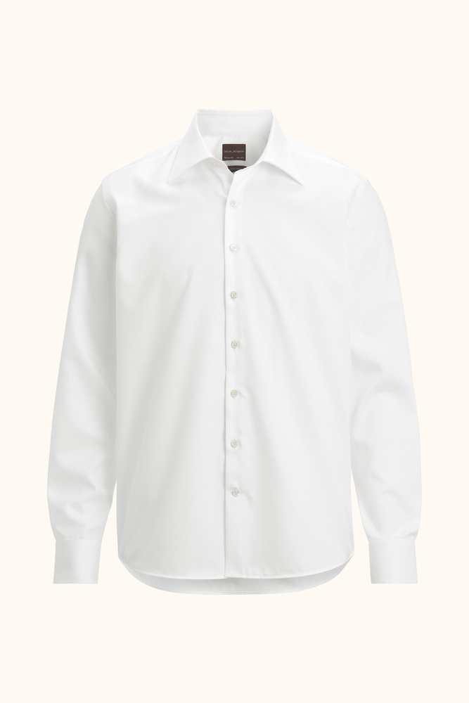 Regular Fit Cut Away Strykefri Bomullskjorte - Hvit | Oscar Jacobson