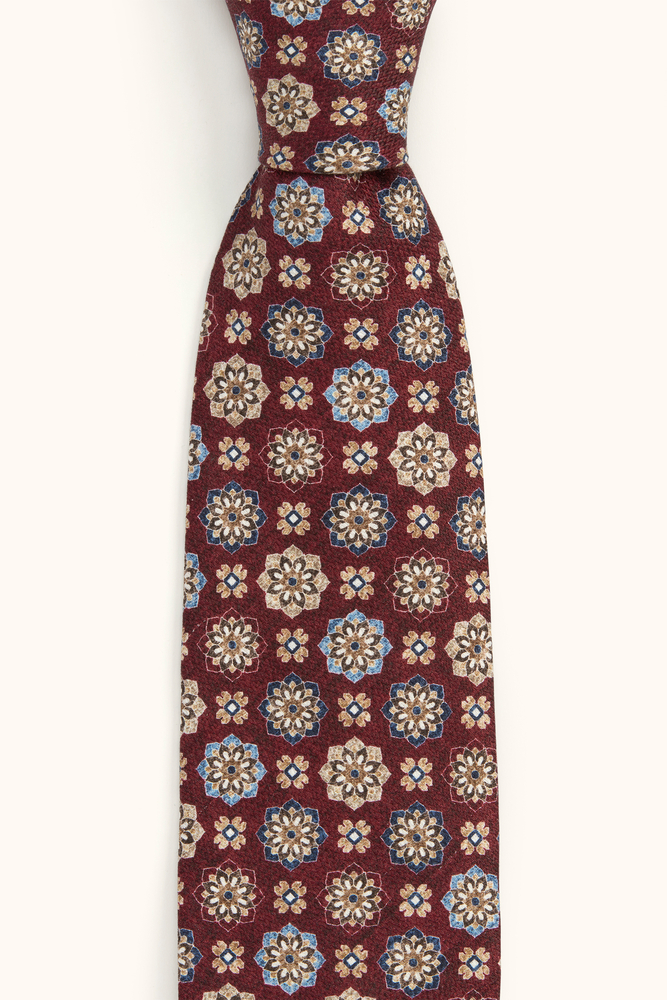 Blomstermønster Bomuldsslips - Rød | Oscar Jacobson