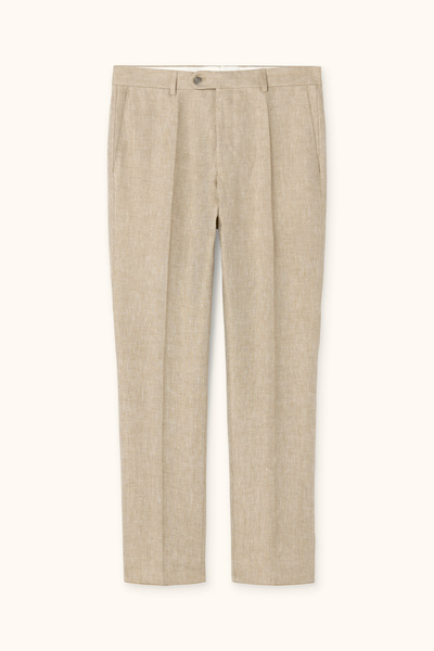 Regular Fit Linnebyxor - Beige | Oscar Jacobson